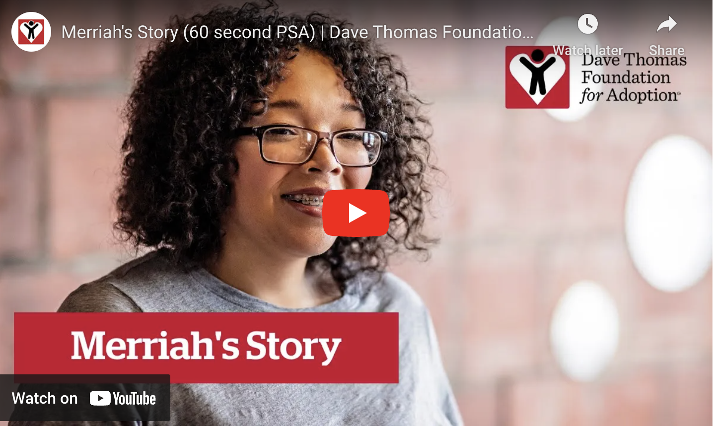 Changing Lives: Merriah's Story - TV | Dave Thomas Foundation for Adoption